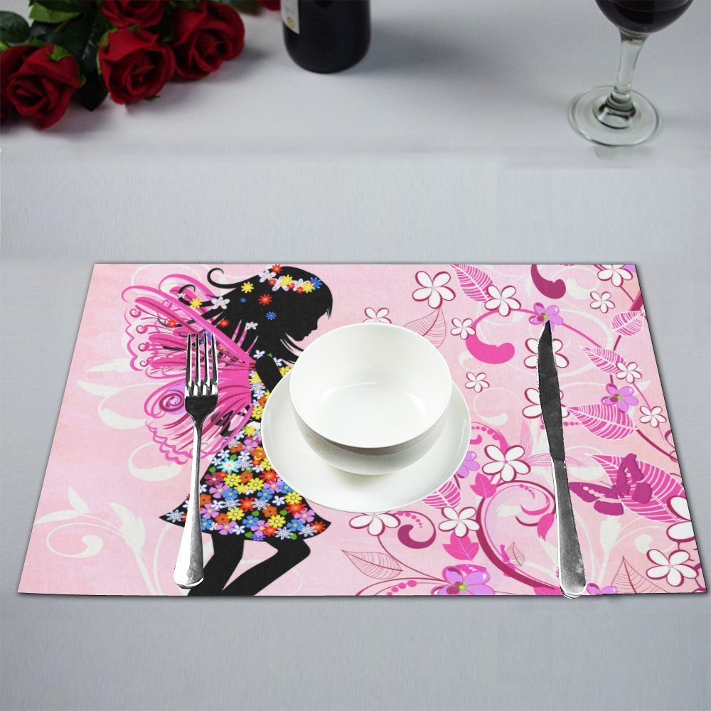 MYPOP Lovely Girl with Wings Flowers Table Placemat Food Mat 12x18 ...
