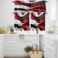 Abstract Gradient Stitching Kitchen Curtains Valance and Tier Set Red ...