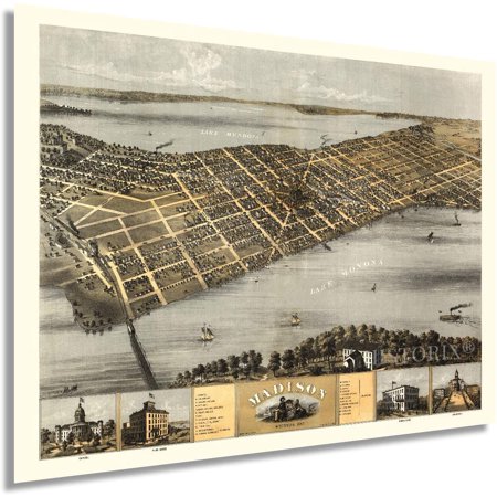 HISTORIX Vintage 1867 Madison Wisconsin Map - 18x24 Inch Vintage Map of ...