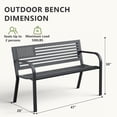 47in Outdoor Bench,Garden Bench,2-Person Steel Indoor/Park Outdoor ...