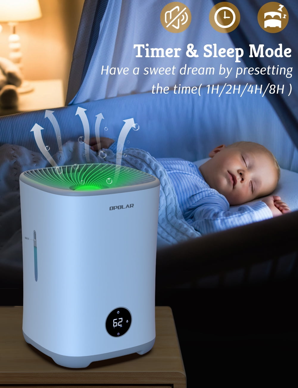 Buy Evaporative Humidifier for Bedroom, Mist-Free Top Fill Quiet ...