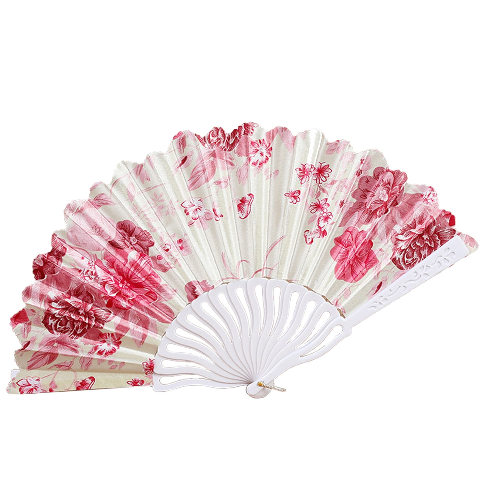 Chinese Style Folding Fan Retro Flower Painting Soft Faux Silk ...