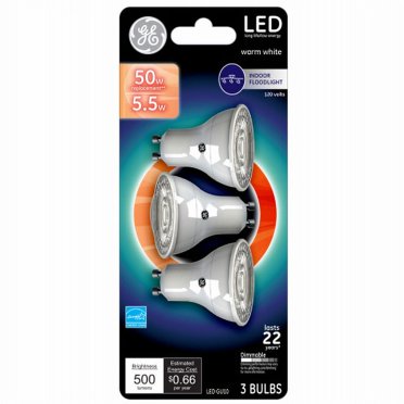 GE Basic 3-Pack 50 W Equivalent Dimmable Warm White Mr16 LED GU10 pin ...