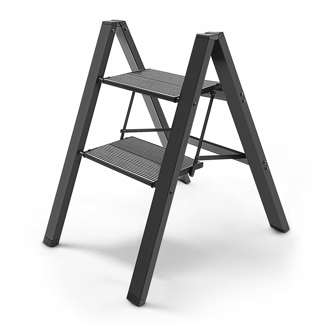 Foldable 2-Step Ladder, Heavy Duty Aluminum Alloy Frame Folding Ladders ...
