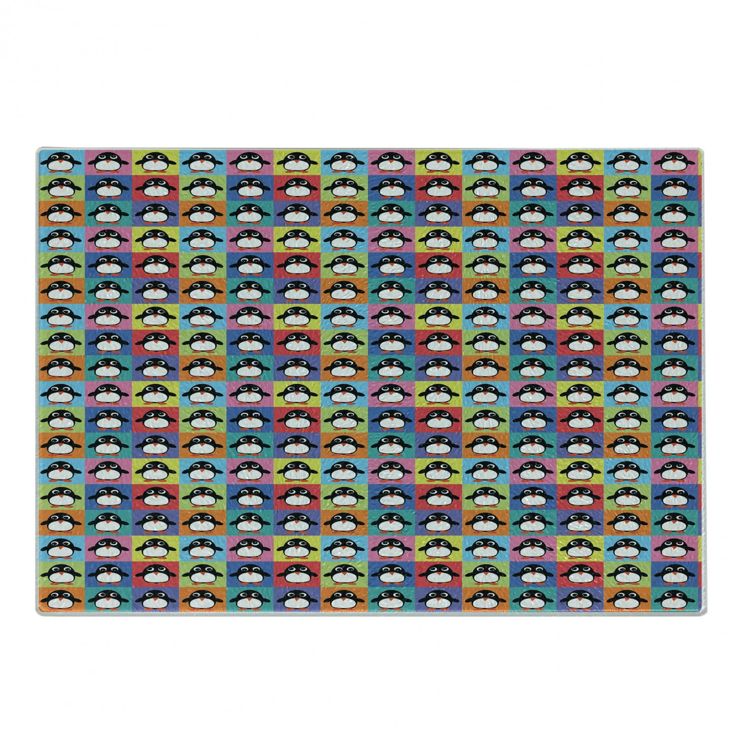 Penguin Cutting Board, Rainbow Colored Checkered Squares Pattern with ...