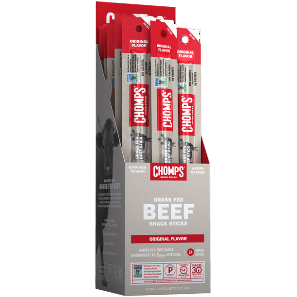 Chomps Grass Fed Beef Jerky Snack Sticks Keto And Paleo Friendly