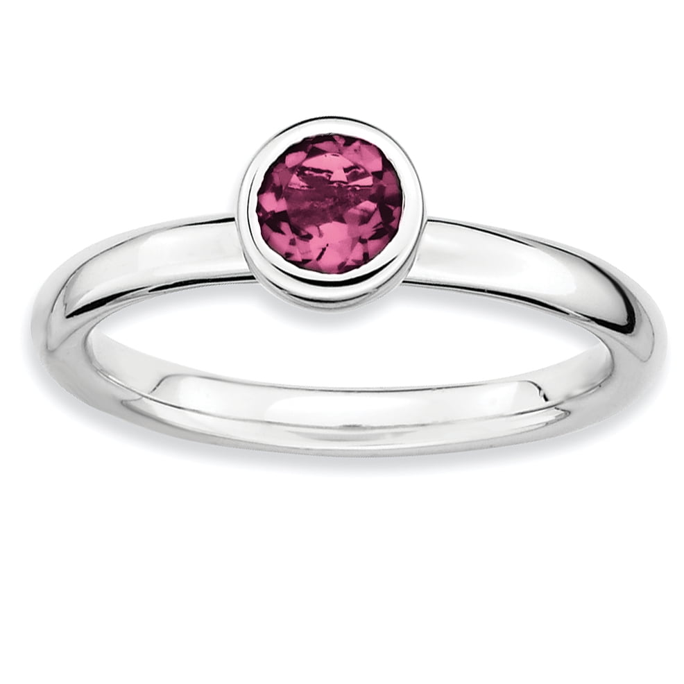 SS Low 5mm Round Pink Tourmaline Ring - Walmart.com