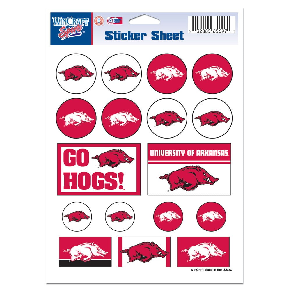Arkansas Razorbacks Official NCAA 5 inch x 7 inch Sticker Sheet by ...