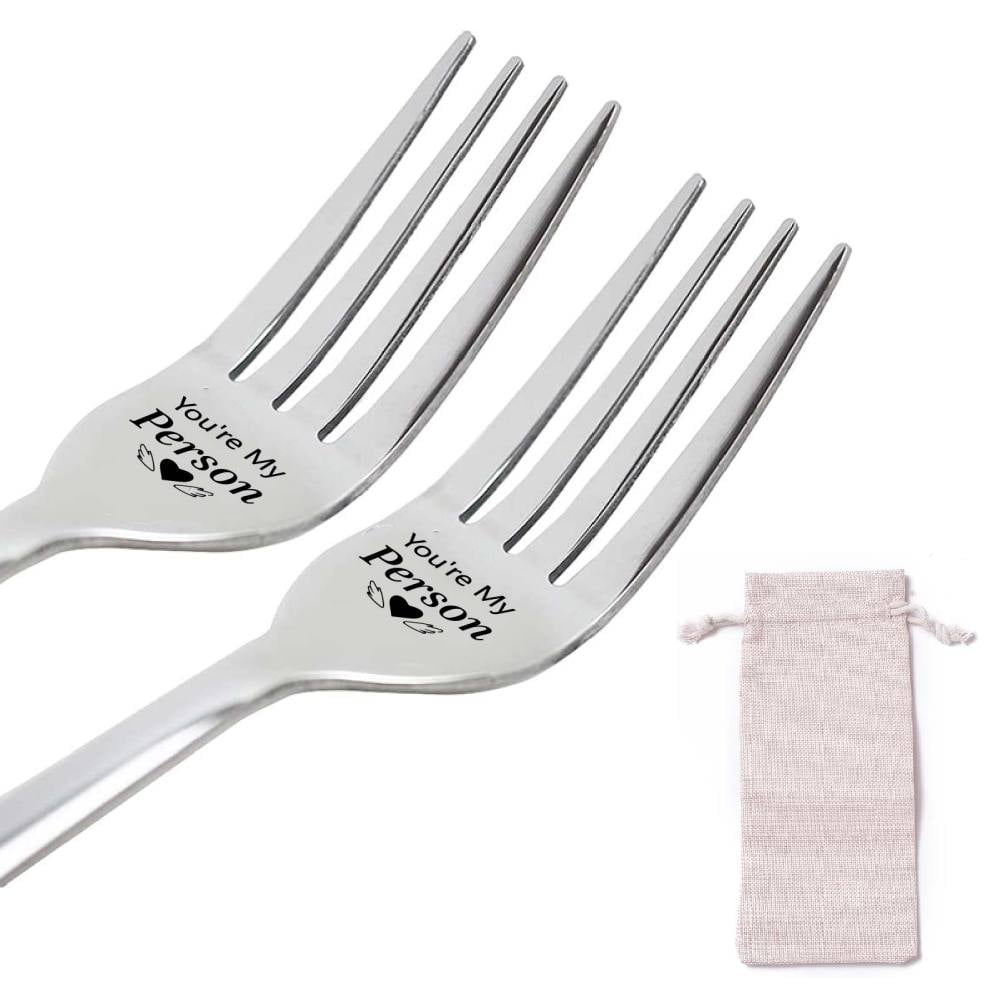 1Set Engraved Forks 2pcs Stainless Steel You Are My Person Dinner ...