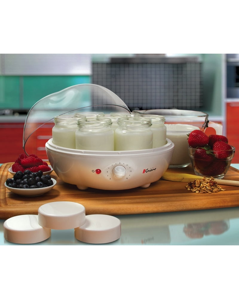 Euro Cuisine YM100 Automatic Yogurt Maker 7 Glass Jars Time Controlled 15 Hour Timer Walmart