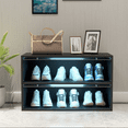 Holaki Freestanding 2-Layer Wood Glass Door Shoe Box, Black - Shoe ...