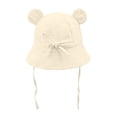 Baby Solid Color Bucket Hat, Cute Bear Ear Cotton Sun Hat with Chin ...