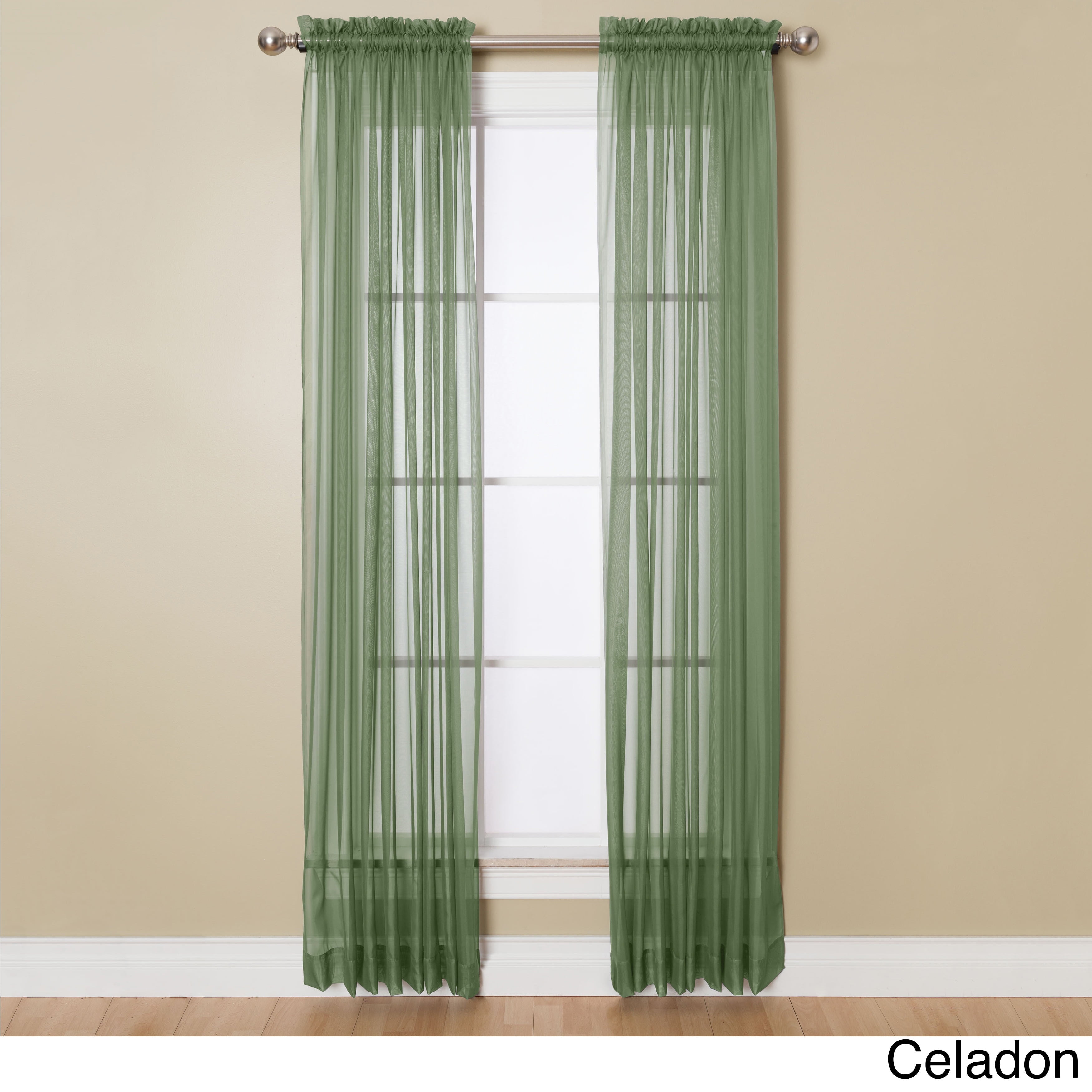 Miller Curtains Angelica Sheer 95-inch Rod Pocket Curtain Panel Celadon ...