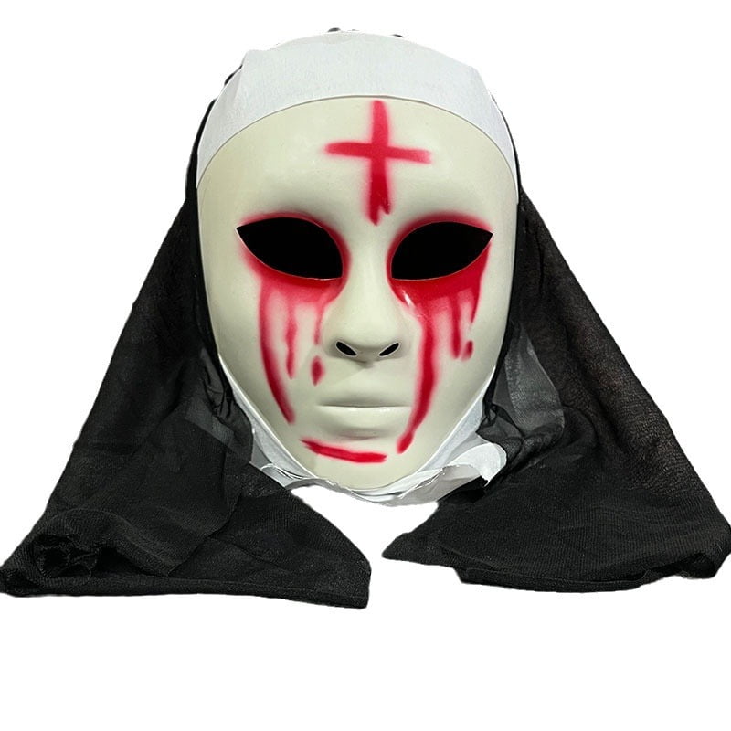 Máscara para cosplay de monja con cruz roja y resina de sangre, 16 x 26 ...