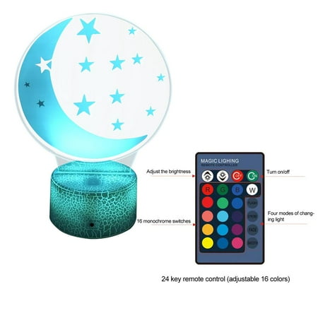 Star Moon Night Light for Kids 3D Optical Illusion Star Moon Light 7 ...