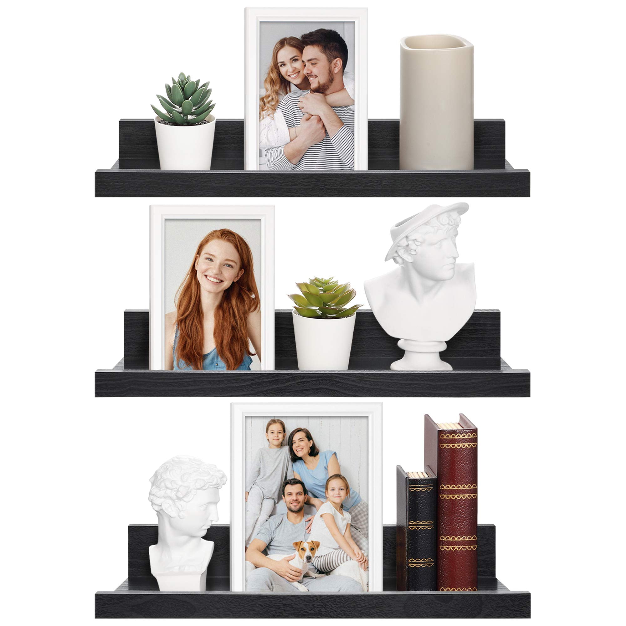 Floating Shelves, Set of 3 Wall Shelves (Multiple Sizes & Colors) by ...