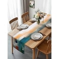 Burlap Table Runner 70 Inches Long, Teal Gradient Color Blocks Non-Slip ...