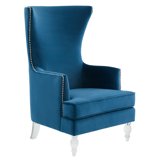 SAFAVIEH Couture Geode Modern Velvet Solid Wingback Chair, Navy ...