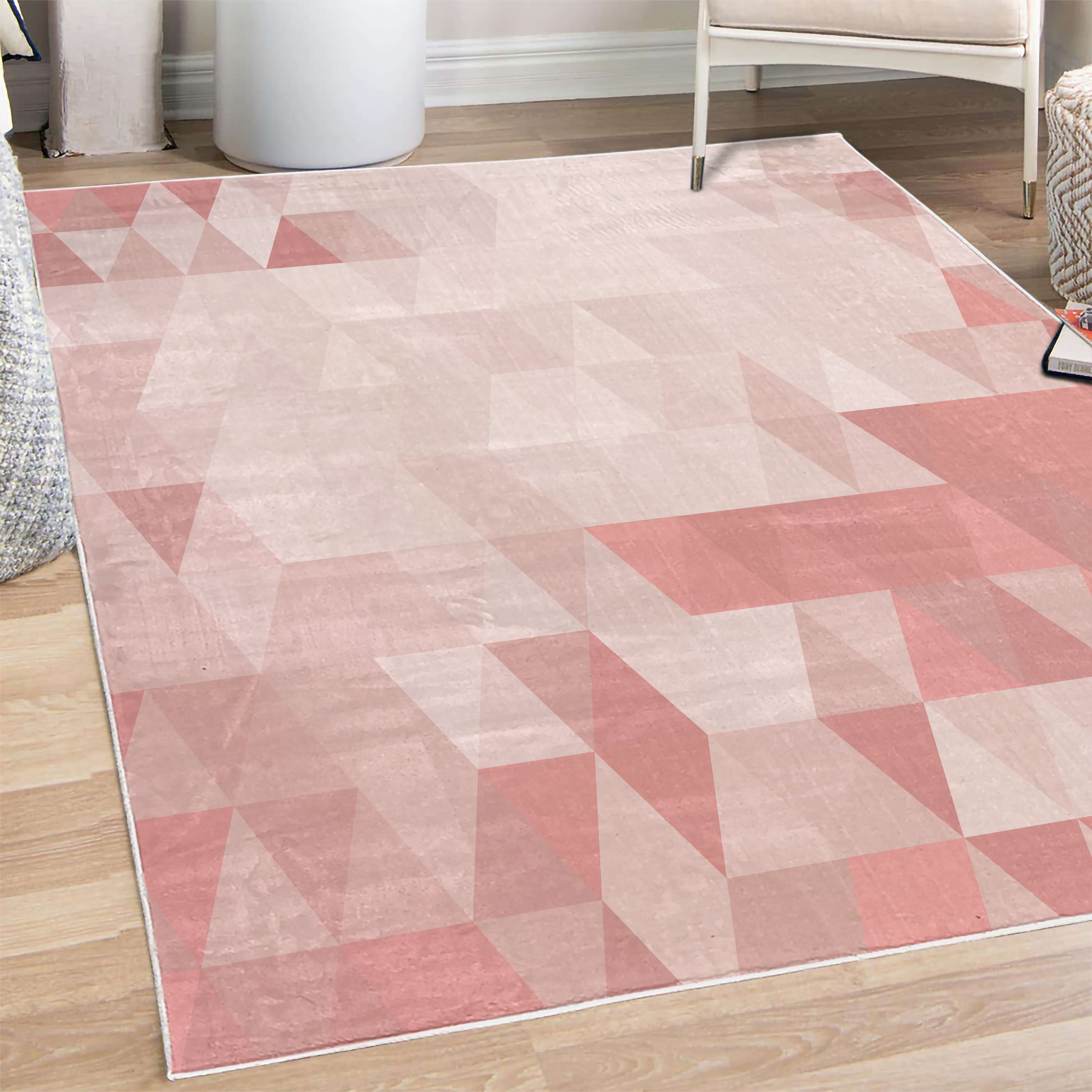 Geometric Decorative Rug, Triangle Mosaic Shapes Patterns with Abstract ...