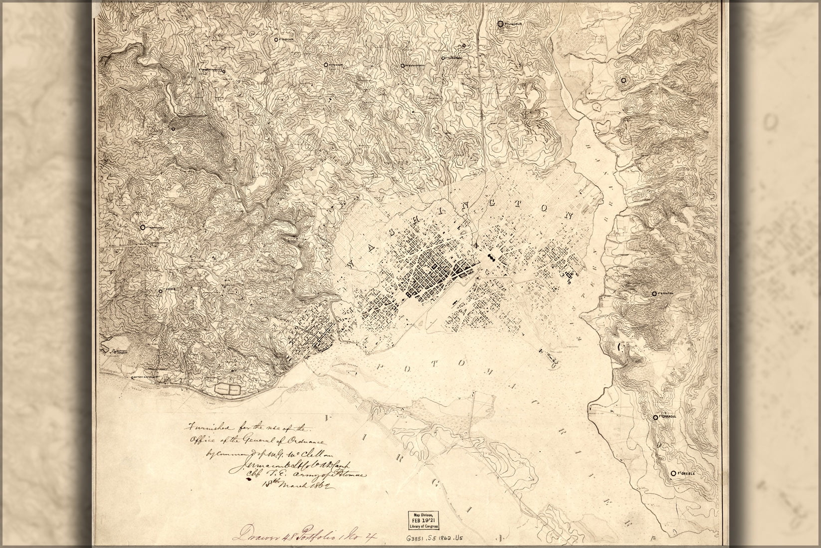 24"x36" Gallery Poster, Map of fortifications washington d.c. 1862 ...