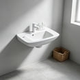 20" White Ceramic Wall Mount Bathroom Sink, Floating, with Overflow and ...