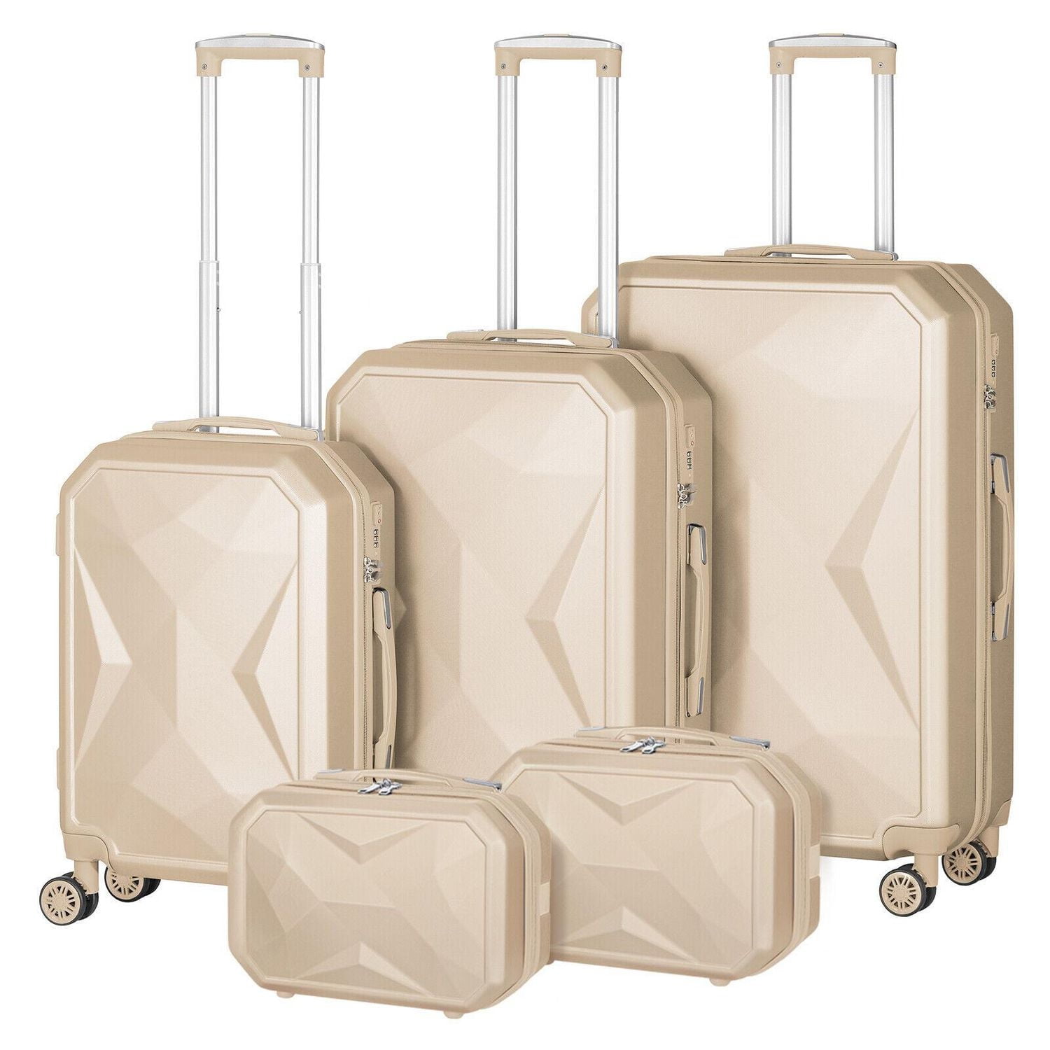 HIKOLAYAE Upright Luggage with 8-Wheel Spinner, 5 Piece - TSA Compliant ...