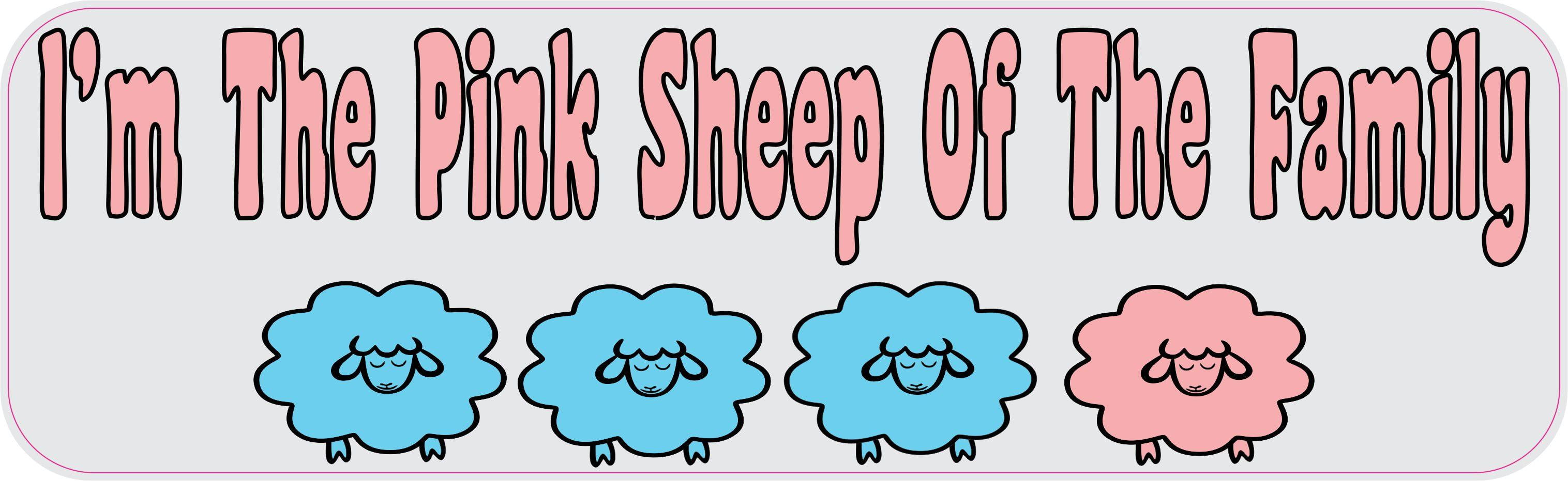 10in x 3in Pink Sheep Vinyl Bumper Sticker Lamb Decal Window Ewe ...