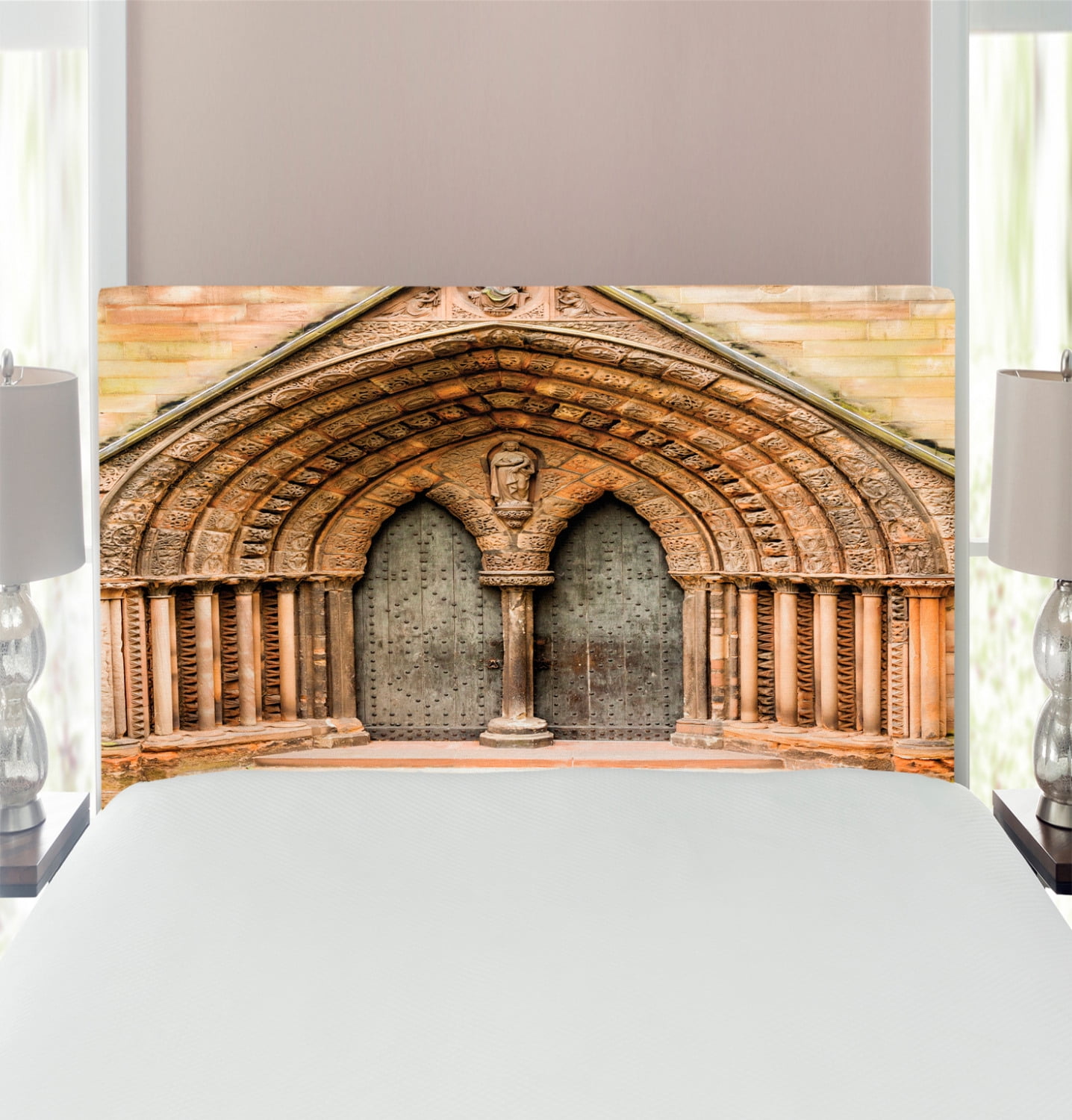 Rustic Headboard, Medieval Middle Age Door Exit with Gothic Ornate ...