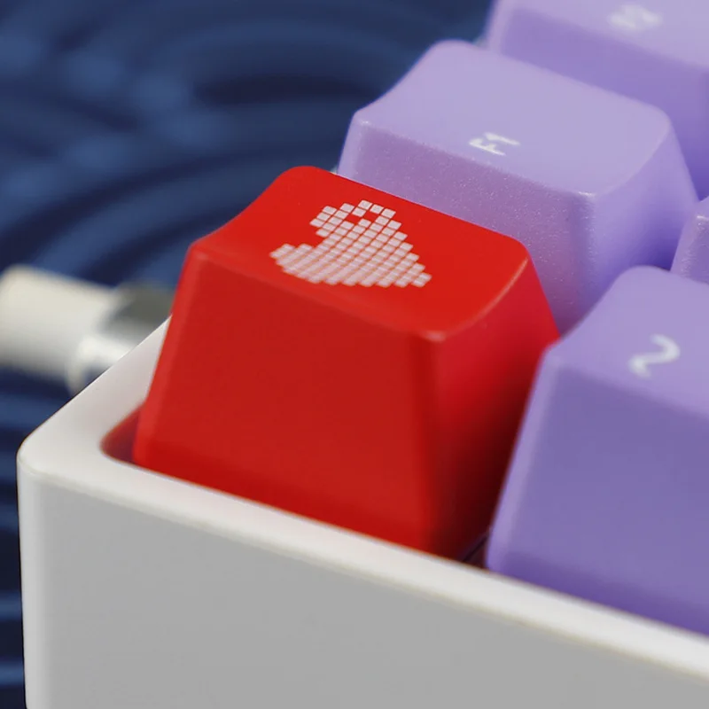Red Pixel Heart Keycaps Set of Esc Enter WASD Arrow Key Caps for ...