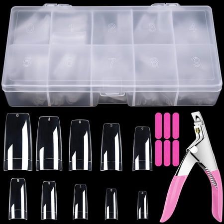 Clear Acrylic Nail Tips, 500 Pcs French Nail Tip Full Cover Nail False ...