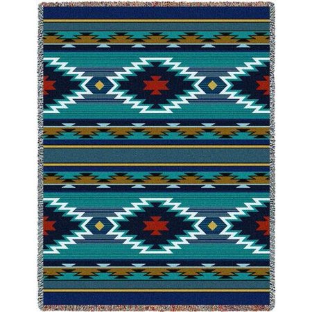 Southwest Western Design Geometric Cornflower Tapestry Throw Blanket ...