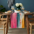 Impressionist Style Table Runner 13x90 inch Pink Blue Color Block ...