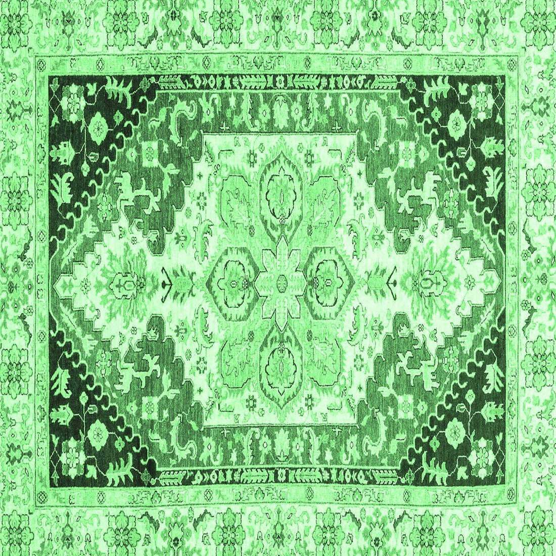Ahgly Company Indoor Square Abstract Emerald Green Modern Area Rugs, 6 ...