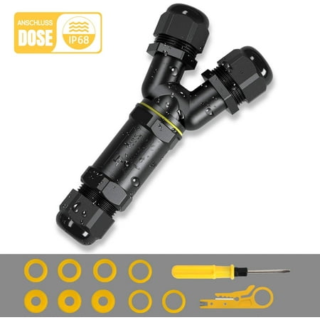 IP68 Waterproof Junction Box 3 Pole Outdoor Cable Connector Y- Shape ...