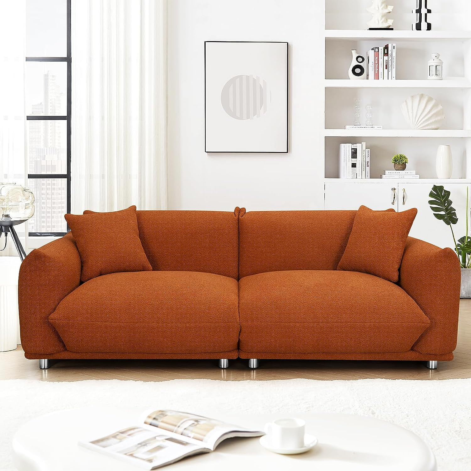 Holaki Mid Century 86" Modern Couch for Living Room,Lambswool Fabric 3 ...