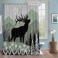 Black Elk Silhouette Shower Curtain for Bathroom, Pine Forest Sage ...