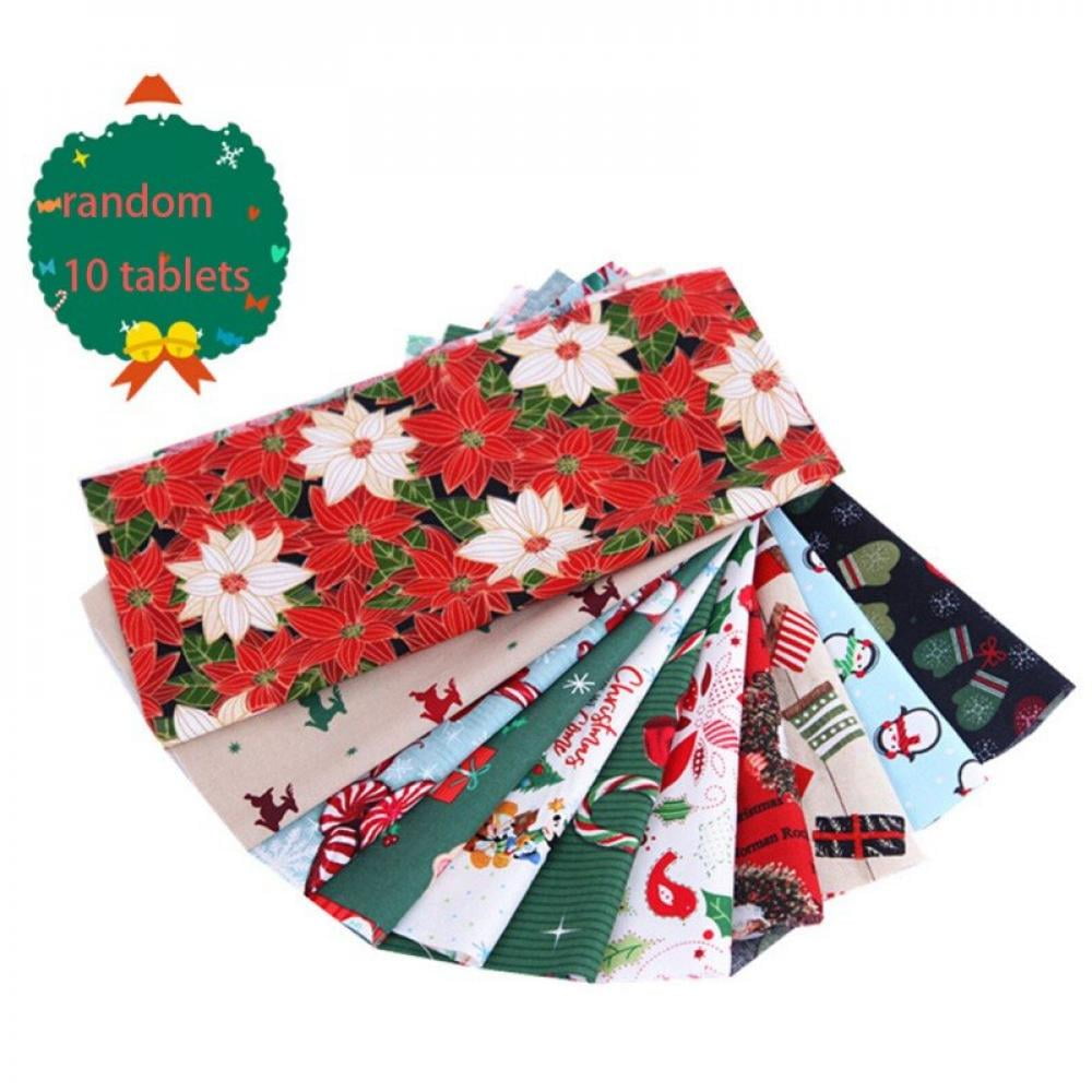 ZDMATHE 5/10 Pcs Christmas Cotton Fabric Bundles Sewing Square ...