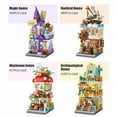 City Street View Mini Building Block Cartoon Mushroom House Magic House ...