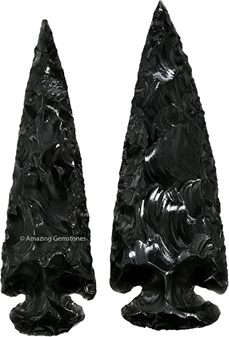 Black Obsidian Crystal Arrow Head Stone 2 Pieces (3" to 4" Inch ...