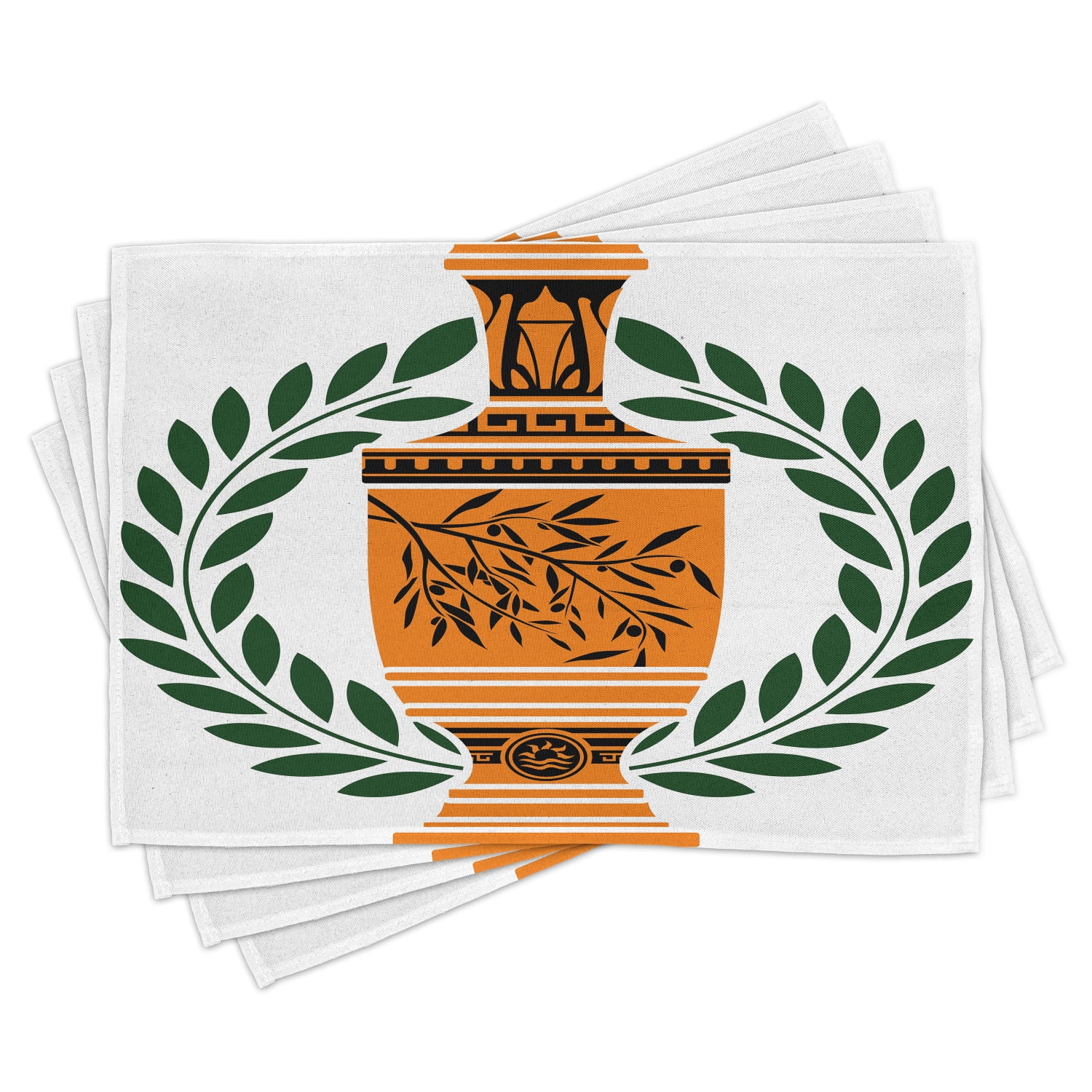 Ambesonne Retro Place Mats Set of 4, Greek Vase Laurel, Standard Size ...