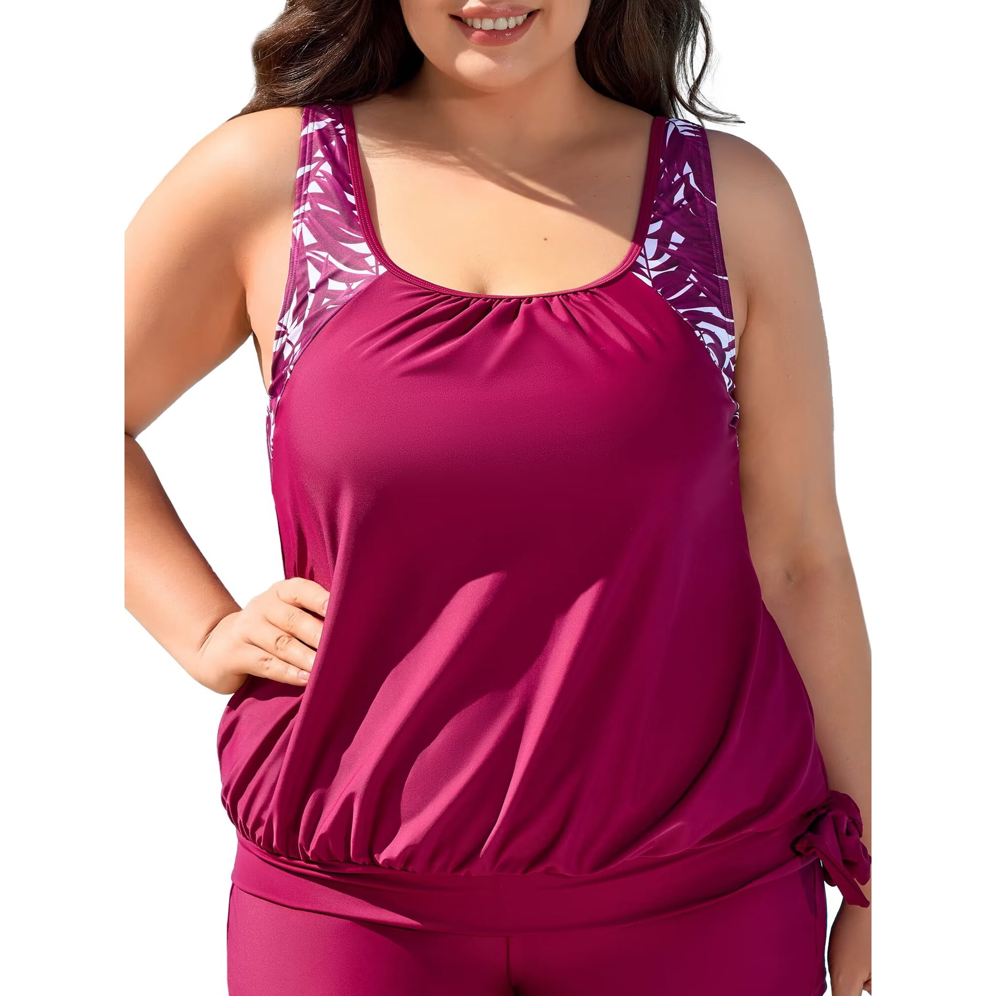 Click here for Charmo Plus Size Tankini Tops For Womens Ruched Fr... prices