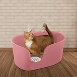 Richell Large Size PAW TRAX High Wall Cat Litter Box XL in Salmon Pink ...