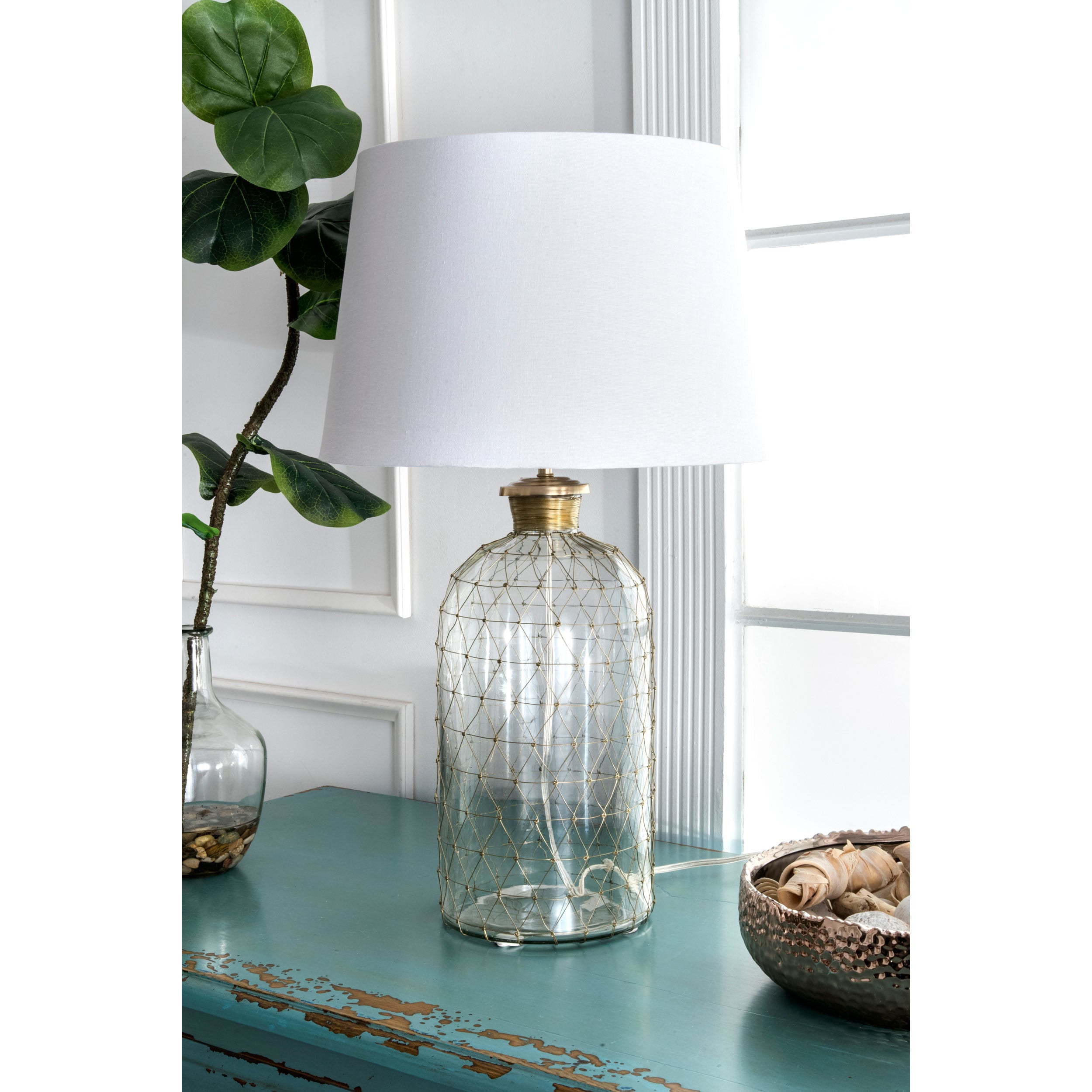 Nuloom 31" Emily Glass Cotton Shade Clear Table Lamp - Walmart.com