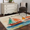 Area Rug 3x5ft Watercolor Graffiti Ocean Sailboat Area Rugs Washable ...