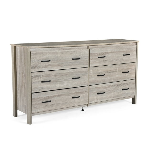 GDF Studio Titeca Contemporary 6 Drawer Double Dresser, Sonoma Oak ...