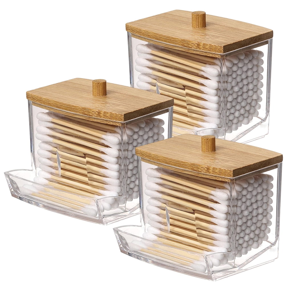 Cotton Pad Container,Cotton Balls and Swab Dispenser, Bathroom Storage ...