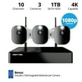Night Owl, 10 Channel 4K Wi-Fi NVR, 3 Wire Free Cameras with 1TB HDD ...