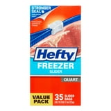 Hefty Slider Freezer Bags, Quart Size, 35 Count Pack of 4, Strong Seal ...