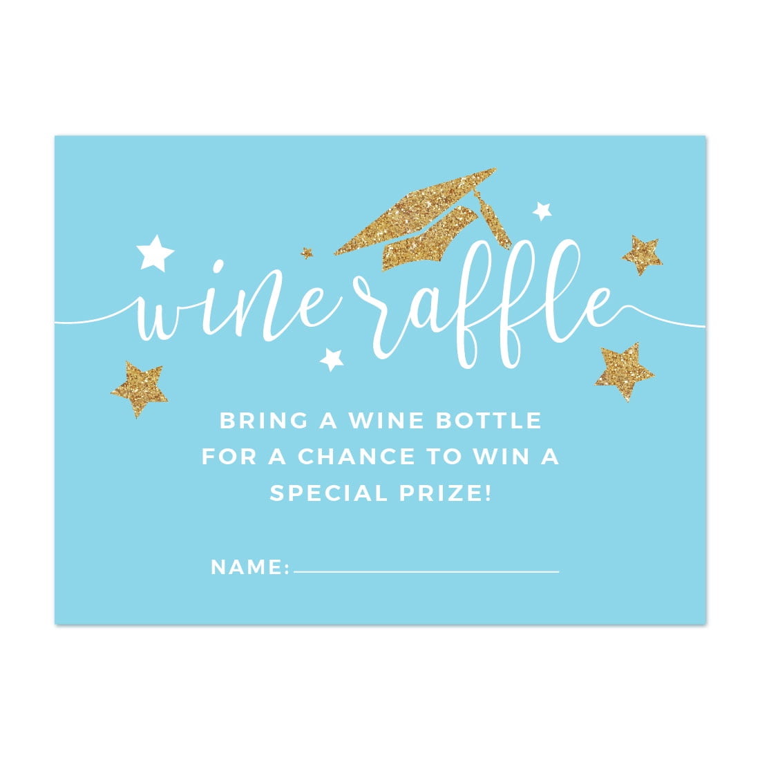Baby Blue and Gold Glittering Graduation Party, Wine Bottle Raffle ...