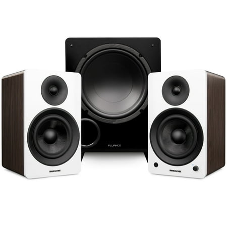 Fluance Ai61 Powered 6.5" Stereo Bookshelf Speakers (White Walnut ...